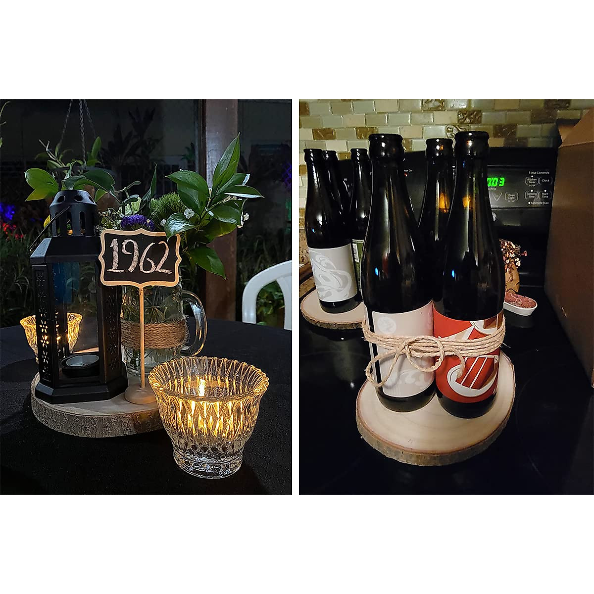 Joyavo Unfinished Wood Slices, 4 Pack 9-10 Inches Wood Rounds Rustic Cake Stand Large Wooden Circles for Christmas WeddingTable Centerpieces/Crafts/Painting/Wood Burning