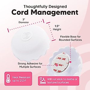 2-Pack Heat-Resistant Cord Organizer for Appliances, Kitchen, Computers & More | Stick-On Cord Wrappers with Flexible Base, Secure Scalloped Edge, White (3 x 1.5 Inches)