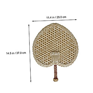 Abaodam 3 Pcs Straw Fan Paper Fans Decoration Japanese Fan Party Fan Woven Handheld Fan Vintage Home Decor Hand Rocker Fan African Decor Seagrass Rattan Fan Heart-Shaped Travel Polyester