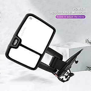 INEEDUP Tow Mirrors Fit for 2014-2019 for Chevy for GMC 1500 2015-2019 for Chevy for GMC 2500/3500 HD Towing Mirrors Power Control Heated Turn Signal Width Light Left Right Side A Pair Chrome