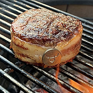 GRILL PINZ- Stainless Steel Reusable Food & Steak Markers- Attach & Combine Food While Grilling (Better Than Grill Skewers or Steak Picks) Made in USA - Pack of 8 Pinz with Hardwood Storage Block