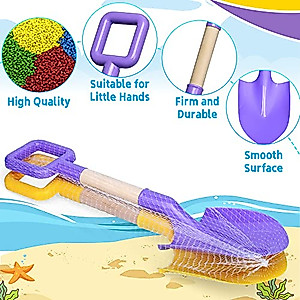 Umnodobn 16" Heavy Duty Beach Shovel with Durable Wood Handle, Jumbo Sand Shovels Toys Gardening Tools Kit for Digging Shoveling Snow, Sandbox Toys Set for Kids Adults Toddler