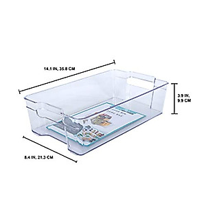Kitchen Spaces KSL12-AMZ Large Bin Food Storage Organizer for Fridge and Pantry, 14.1" x 8.4" x 3.9", Clear