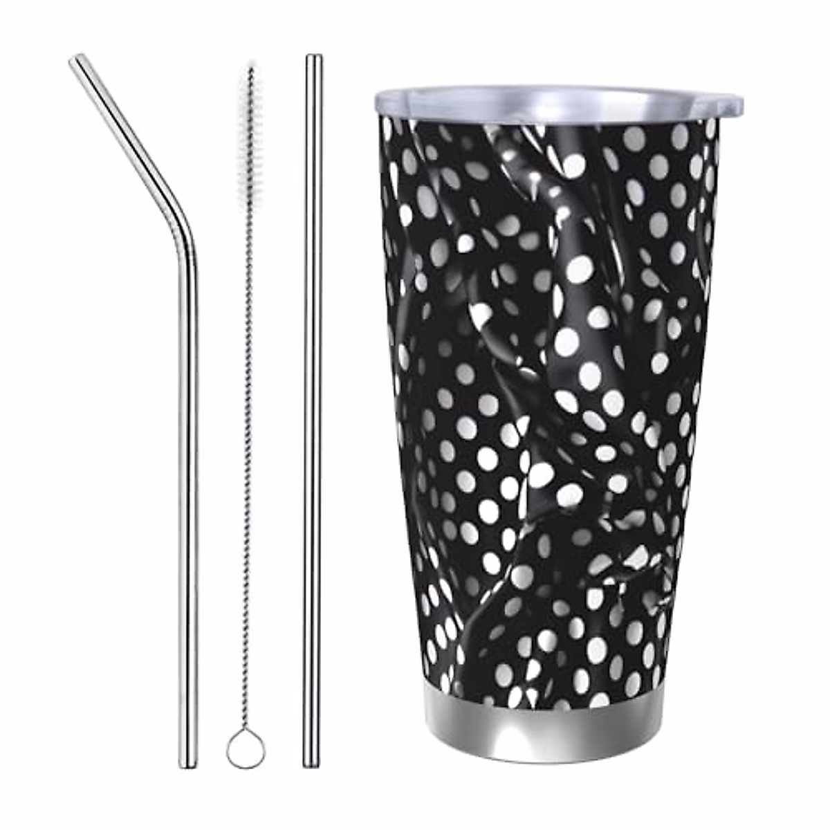 WXZYFP Car cup (single silver rim), can use a straw or drink directly, easy to use.Black and white corrugated dots