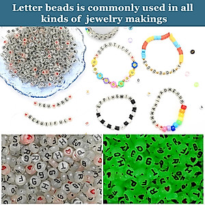 Eppingwin 1400 pcs Letter Beads, 4x7 mm Acrylic Beads,Glow in The Drak Beads for Jewelry Making,Letter Beads for Bracelet Making, Alphabet Beads, in 28 Grid Box (Round, Glow in The Drak)