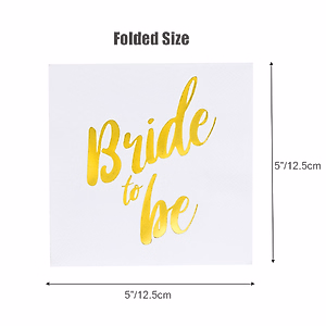Wedding Napkins- KRGMNHR 50 Pcs Disposable Paper Cocktail Napkins with Gold Foil "Bride to be" for Wedding Shower Engagement Party Decorations, Wedding Cake Table Decor Supplies, Folded 5"x5", 3-Ply
