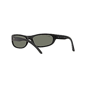 Ray-Ban Men's RB4033 Predator Rectangular Sunglasses, Matte Black/Polarized Green, 60 mm