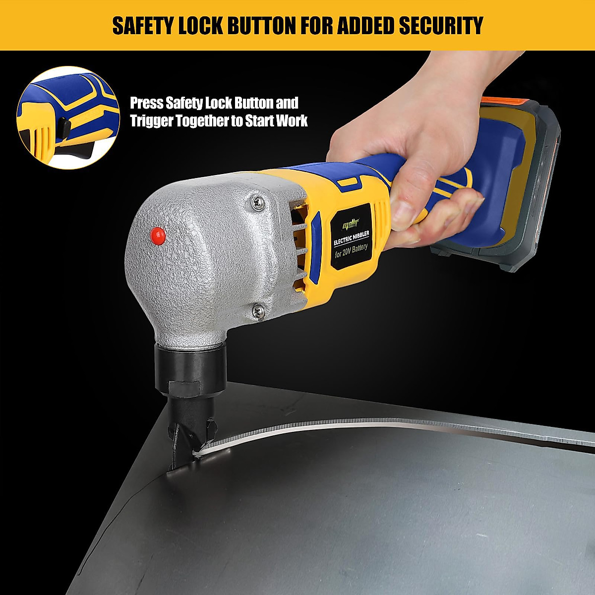 Cordless Nibbler Compatible with Dewalt & Mellif 20V Max Battery, 18 Gauge Sheet Metal Cutter w/ 1200RPM Brushless Motor | Replaced Blades for Cutting Aluminium, Stainless Steel, Plastic (Tool Only)