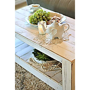 White Farmhouse Coffee Table with Shelf