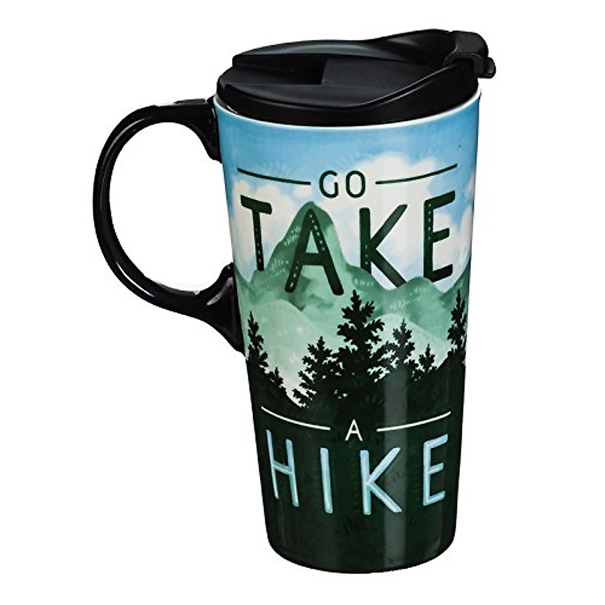 Cypress Home Go Take a Hike Ceramic Travel Cup - 5 x 7 x 4 Inches