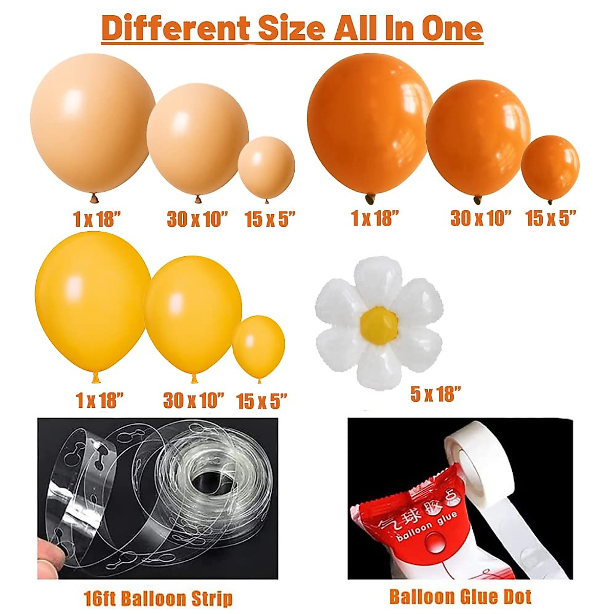 Beaumode Daisy Groovy Balloon Garland Arch Kit 143pcs for Mother's day Best Mom Ever Here Comes the Sun Baby Shower Sunshine Birthday Boho Retro Party Decorations(Burnt Orange)