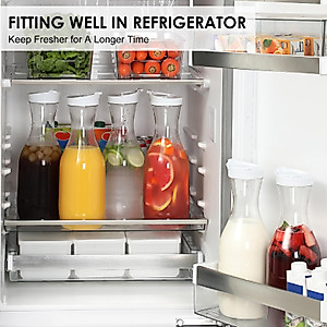 6 Pack Large 50 Oz Water Carafe with White Flip Top Lid, Clear Plastic Juice Jar Containers, Mimosa Bar Beverage Pitcher BPA Free - for Water, Iced Tea, Juice, Lemonade, Milk, Soda —HAND WASH ONLY