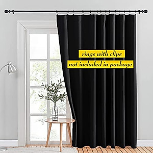 NICETOWN Sliding Glass Door Wide Curtain, Window Treatments for Patio Doors, Back Tab & Rod Pocket Thermal Insulated Blackout Curtains for decoration, Vertical Blind (Black, 100 by 84-inches, 1 Panel)