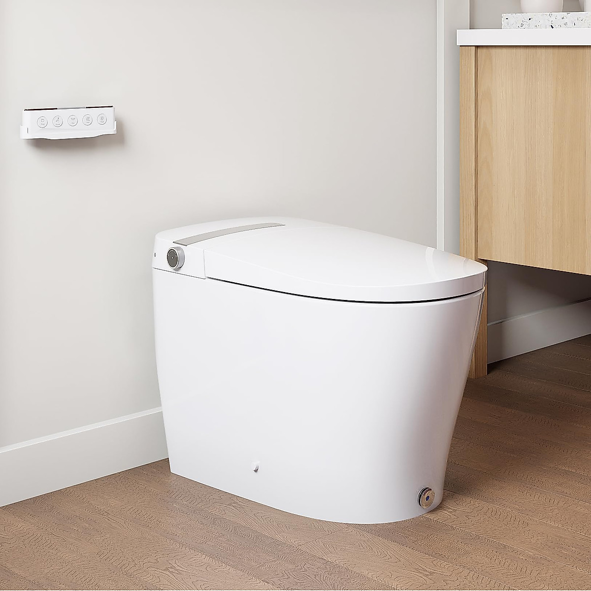 DA80 Smart Toilet, Modern Elongated Bidet Toilet with Built-in Water Tank, Assisted Pump, Heated Seat, 1.06 GPF Auto Flush, Warm Water, Remote and Foot Kick Operation, Plus Blackout Flush Feature