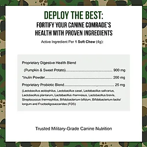 O.G.B. Operation Good Boy - SRE: Digestion Supplement/Probiotic for Pets - 90 Count Soft Chews - 12.7oz - Made Natural Ingredients - Veteran Owned