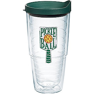 Tervis Plastic Pickleball Made in USA Double Walled Insulated Tumbler Cup Keeps Drinks Cold & Hot, 24oz, Clear