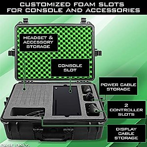CASEMATIX Hard Shell Travel Case Compatible with Xbox Series X Console, Controllers, Headset and Other Accessories - Waterproof and Crushproof Carrying Case with Customized Foam Interior