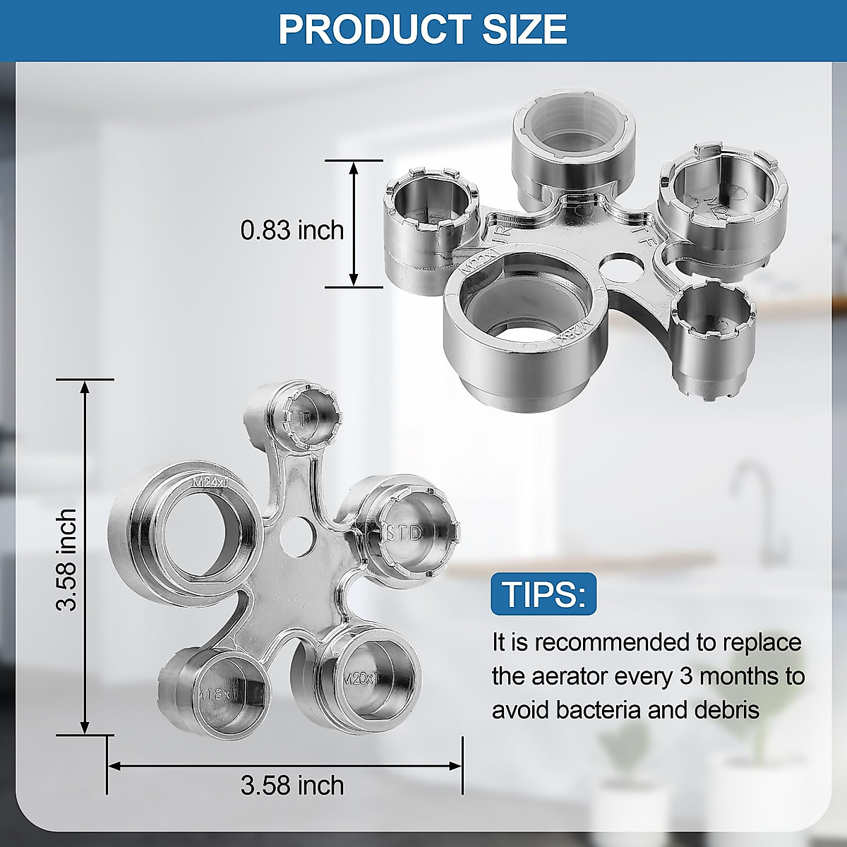 Enhon Universal Faucet Aerator Removal Tool, Metal Aerator Wrench Tool, Aerator Key for M22 x 1, M24 x 1, M28 x 1, M18 x 1, M16 x 1 and Cache Aerators in Sizes TF, TJ, TT, JR and STD