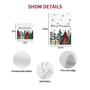 Hokiten Christmas Tree Waffle Kitchen Towels Dishcloths, Merry Christmas Xmas Tree Winter Snowflake Absorbent Dish Towels | Hand Towels for Bathroom/Bar, 12 x 12 Inch, 2 Pcs