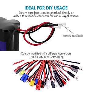 Tenergy NiMH Battery Pack 12V 2000mAh High Capacity Rechargeable Battery w/Bare Leads Replacement Battery Pack for DIY, Medical Equipments, LED Light Kit, RC Models, Portable 12V DC Devices and More