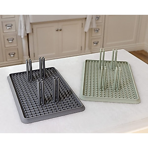 ezpz Drying Rack (Sage) - 100% Silicone Collapsible Dish Drying Rack + Suctions in Place + Adjustable Pegs - Dishwasher Safe - Durable Long-Lasting