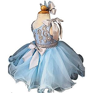 Jenniferwu G285BB Infant Toddler Baby Newborn Little Girl's Pageant Party Birthday Dress Baby Blue Size 9-12M