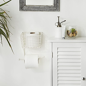 DII Rustic Farmhouse Bathroom Décor, Metal Storage, Toilet Paper Holder, Antique White