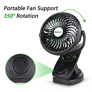 SkyGenius Battery Operated Clip On Oscillating Desk Fan, Portable Rechargeable Mini Personal Fan