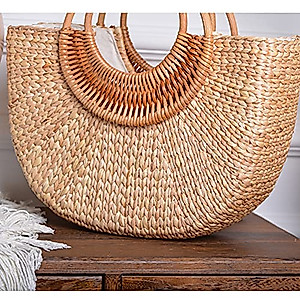 Rattan Straw Bag, Women Summer Beach Straw Tote Bag Weave Rattan Bag Woven Straw Purse Bag