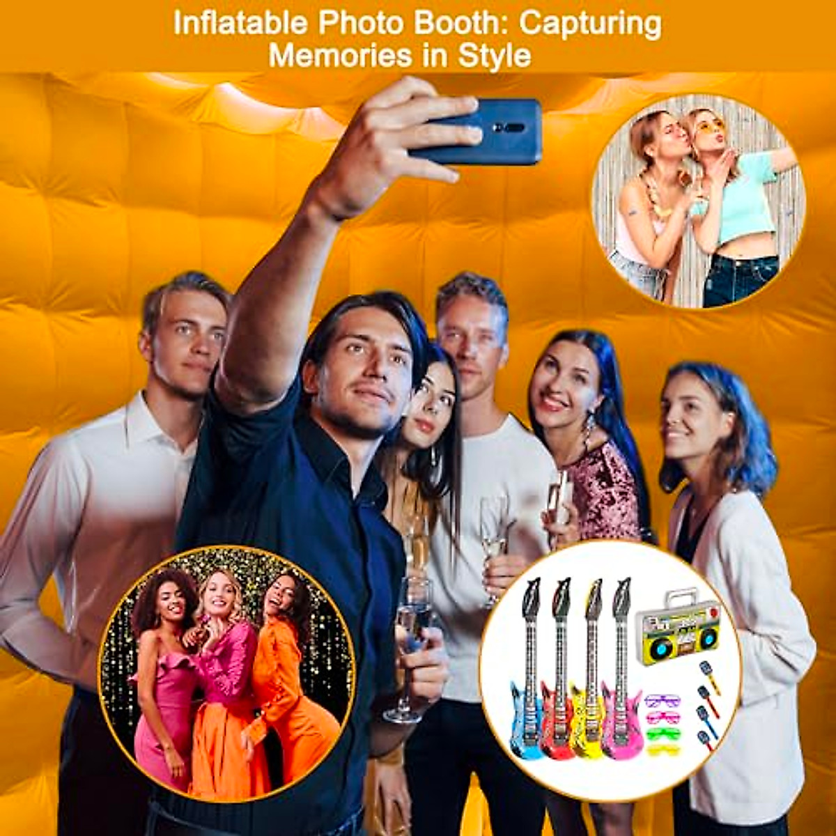 Inflatable Photo Booth Enclosure, 10 * 10 * 9ft Portable 16 Colors Shooting Tent for 360 Photo Booth Machine with 2 Doors, Inner Air Blower, Remote Controll Booth Tent for Wedding Birthday Parties