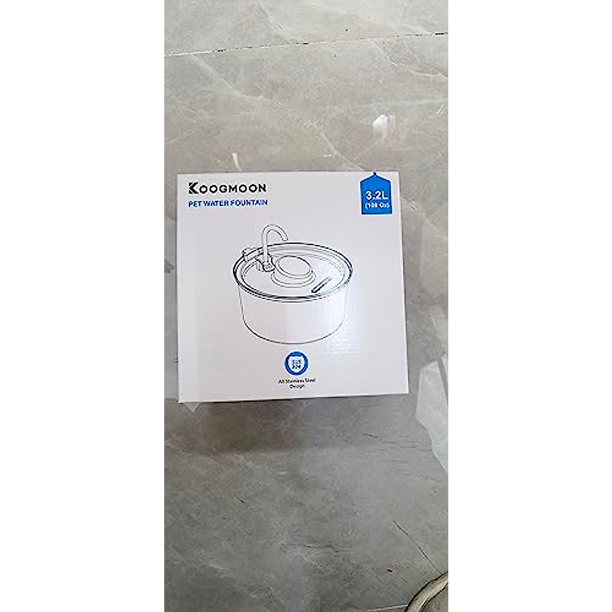 KOOGMOON Cat Water Fountain Stainless Steel, 108oz/3.2L Automatic Cat Fountain, Multi-Filtration, Easy to Clean, Ultra Silent Dog Water Dispenser for Cats, Dogs and Other Pets