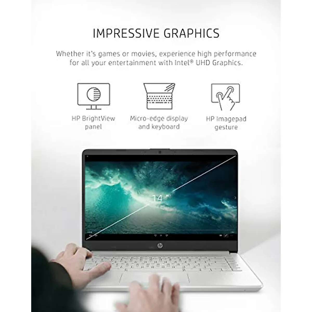HP 14 Laptop, 11th Gen Intel Core i3-1115G4, 4 GB RAM, 128 GB SSD Storage, 14-inch Full HD Display, Windows 10 in S Mode, Long Battery Life, Fast-Charge, Thin & Light Design (14-dq2020nr, 2021)