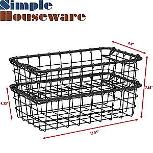 SimpleHouseware 2 Pack Stackable Single Wire Basket, (8.9 x 15.5 x 4.3 in)