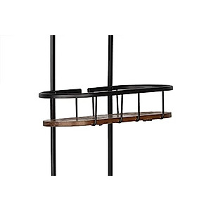 Utopia Alley Tia Rustproof Teak Overhead Shower Caddy with 3 Shelves - Decorative Shower Rack for Shampoo & Toiletries Storage, Hanging Shower Head Organizer - Black Finish