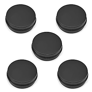 Othmro 5Pcs 1oz Metal Round Tins Aluminum Tin Cans Jar Refillable Containers 30ml Tin Cans Tin Bottles Containers with Screw Lid for Salve Spices Lip Balm Tea Candies Black 50×20mm