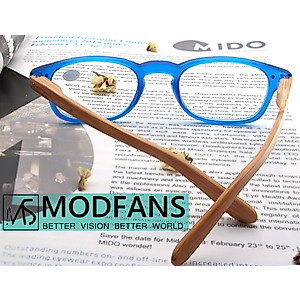 MODFANS 4 Pack Reading Glasses 2.0 Fashion Wood-Look Spring Hinges Stylish Readers Men Women