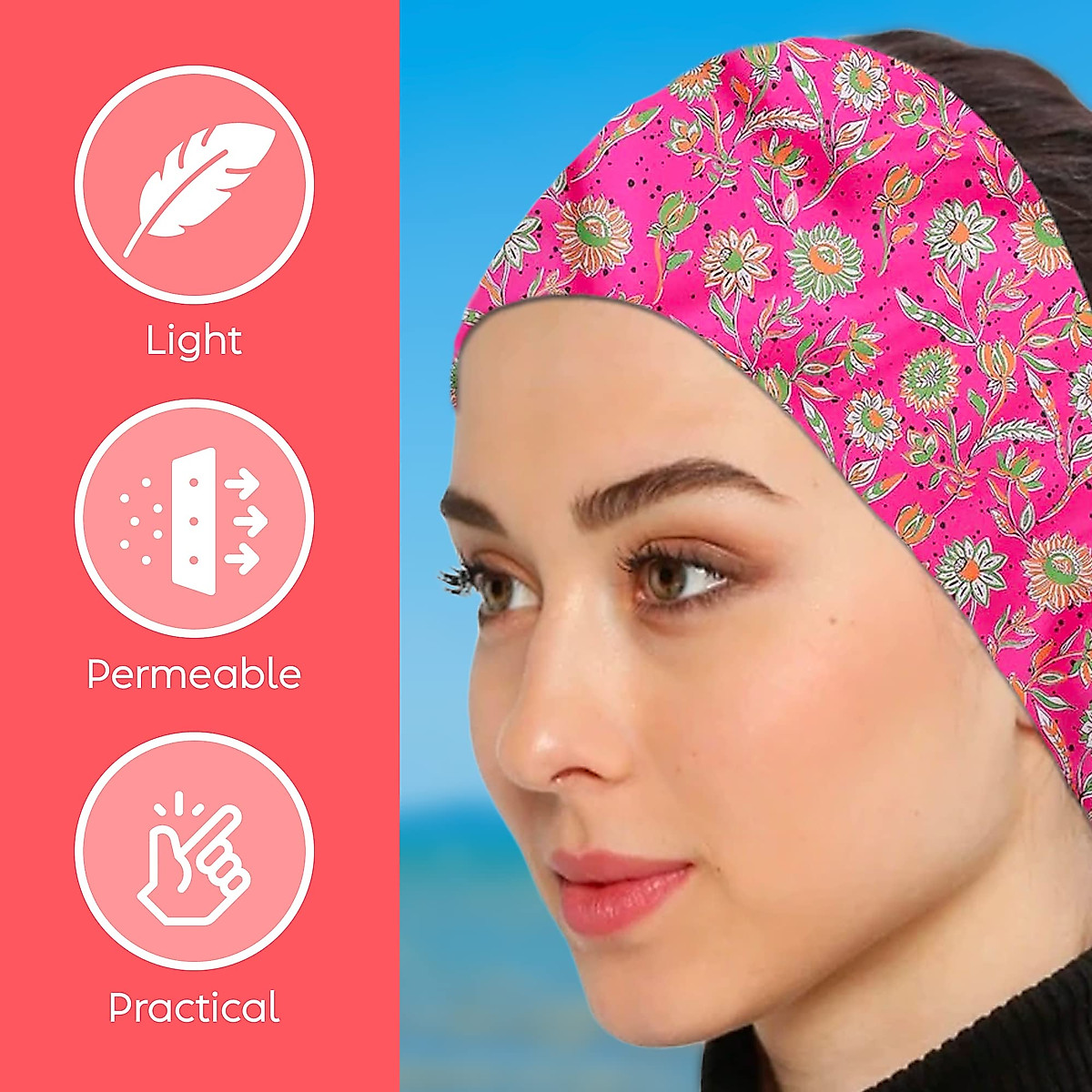 dscarf Womens Neck Scarf 21"x21" Small Square | Headband Scarf Ethnic Bandana Head Scarf Flowering Breathable Lightweight (Flowering Design 2)