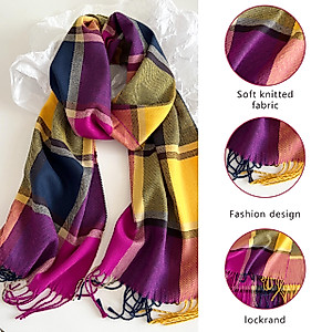 Women's Scarf Classic Tassel Plaid Super Soft Classic Cashmere Feel Fall Winter Scarves Tartan Warm Chunky Wrap Shawl