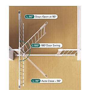 Newnice 40.6" -29.7" Auto Close Baby Gate with Small Cat Door, Easy Walk Thru & Durable Dog Pet Gates for Stairs, Doorway, House, Pressure Mounted Safety Child Gate Includes 4 Wall Cups