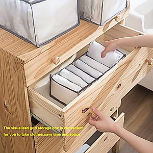 AfooBezos 4 Pcs 7 Grids Wardrobe Clothes Organizer, Mesh Jean Clothing Organizer, Foldable Leggings Organizer Bins, Visible Grid Storage Box for Bra, Underwear, Socks, Skirts, T-shirts