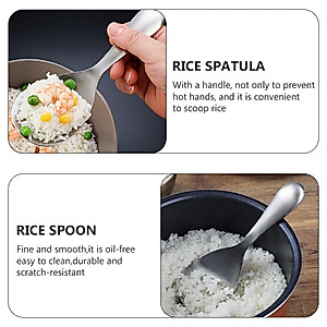 Rice Paddle Spoon Stainless Steel: 2pcs Non Stick Rice Spoon Scooper Spatula Rice Cooker Spoon Serving Spoon Rice Spatula for Rice