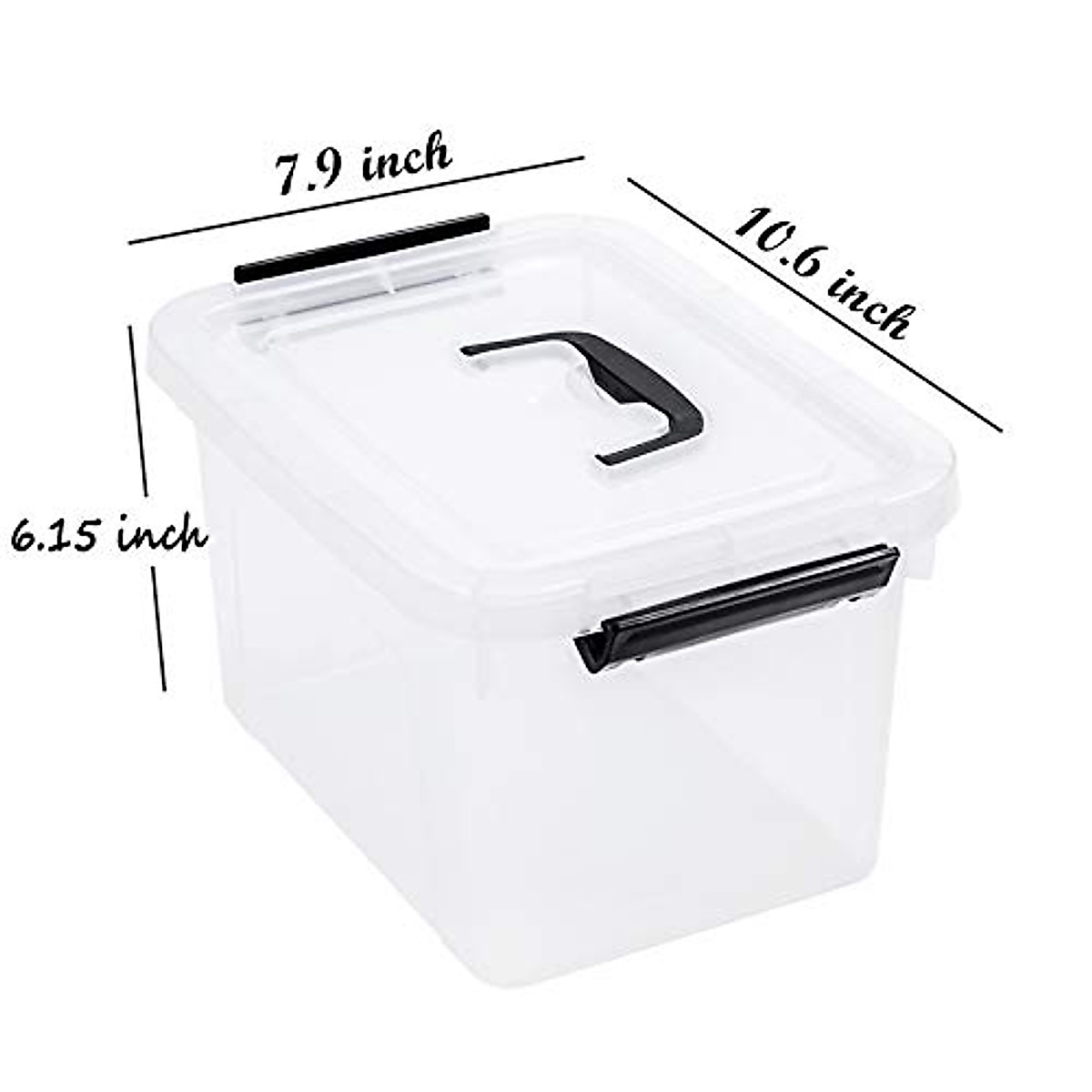 5-Pack Clear Storage Latch Box/Bins with Lid, 8 Litre Stackable Plastic Storage with Handle (8.5 Quart)