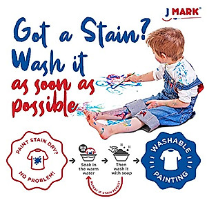 J MARK Toddler Painting Set – 38-Piece Set with Art Smock, 6 Washable Tempera Paints, Painting Paper, Brushes, Sponges, Painting Tools and Palette (Colors)