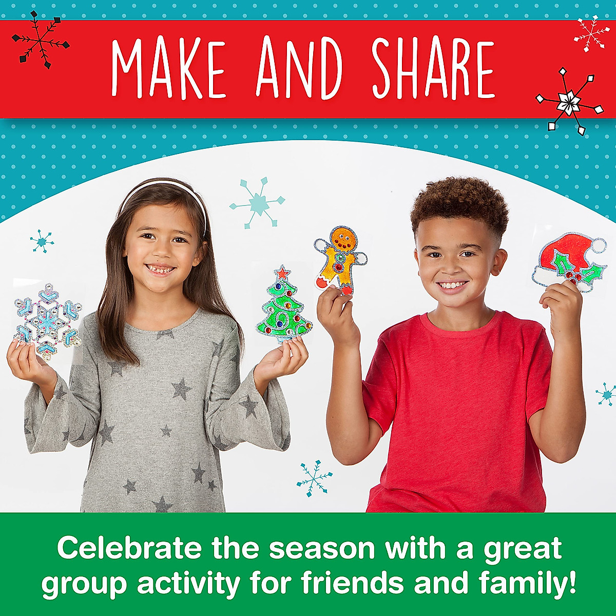 Creativity for Kids Holiday Easy Sparkle Window Art Craft Kit: Create 7 Window Art Designs, Holiday Crafts, Christmas Crafts for Kids Ages 6-8+, Christmas Activities for Kids