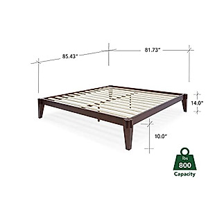 Bme Chalipa 14” King Bed Frame - Wood Platform Bed - Wood Slat Support - No Box Spring Needed - Easy Assembly - Minimalist & Modern Style, Walnut
