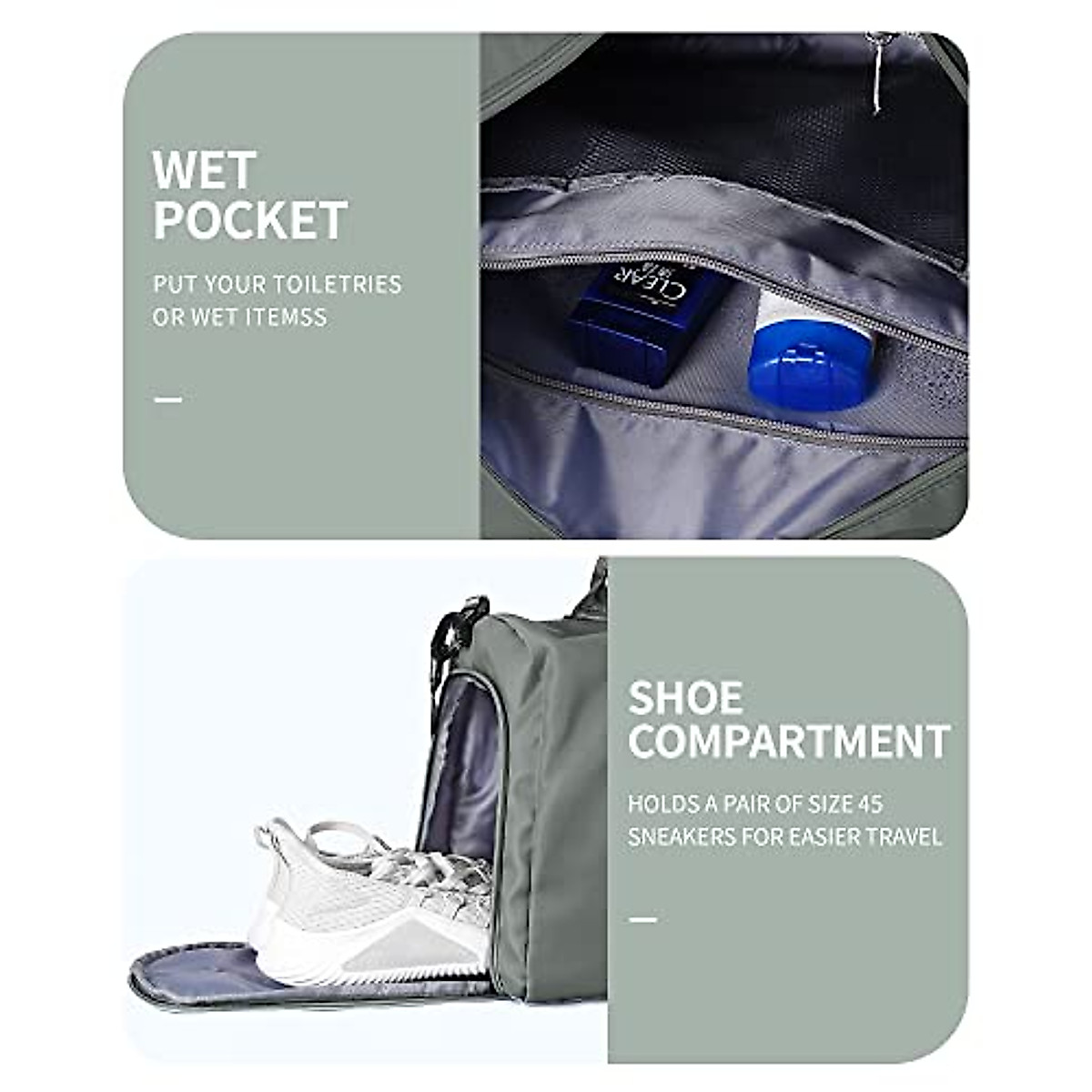 Gym Bag Womens Mens with Shoes Compartment and Wet Pocket,Travel Duffel Bag for Plane,Sport Gym Tote Bags Swimming Yoga,Waterproof Weekend Overnight Carry on Bag Hospital Holdalls