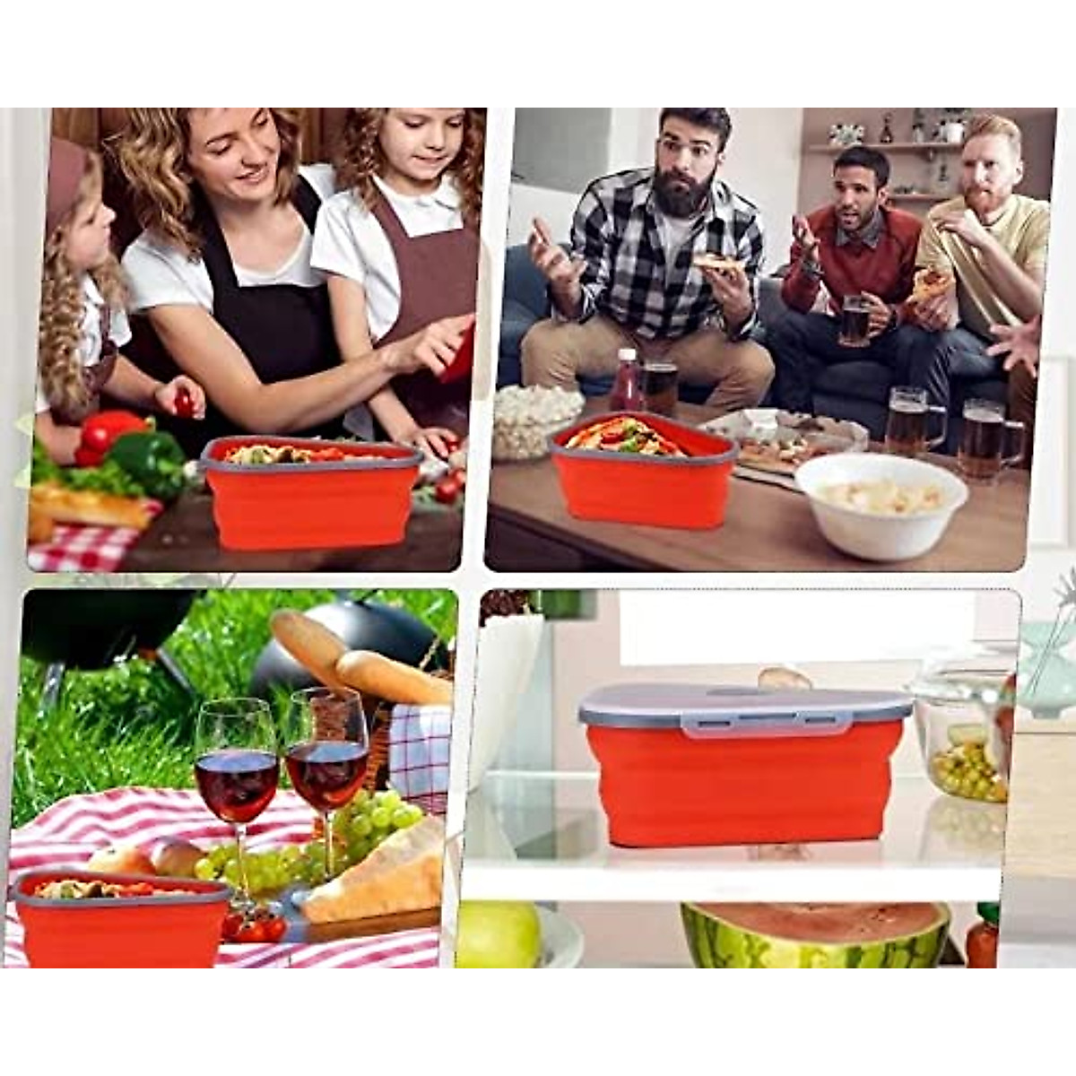 ROMEBLY Pizza Storage Container MULTI-FUNCTIONAL Perfect Pizza Pack a Box with 5 with MICROWABLE Trays and Lid 100% ,BPA ,FDA FREE,MICROWABLE,DISHWASHER SAFE,Red Pizza Box FORDABLE,Pizza Container