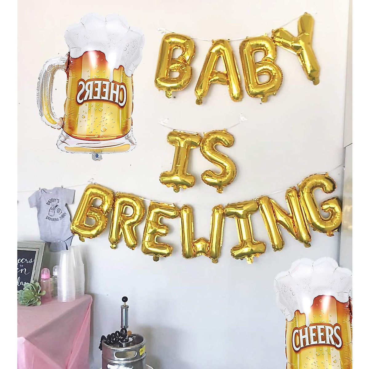 JeVenis Baby is Brewing Balloons Baby is Brewing Banner Baby Reveal Balloons Baby Brewing Baby Shower Decor Baby Gender Reveal Decoration