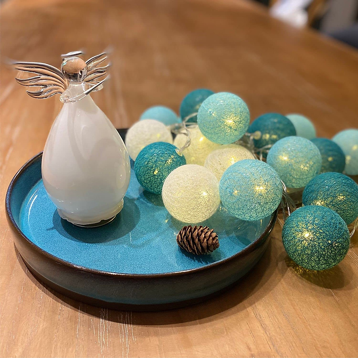 Fairy Lights Starry LED String Lights 20 PCS Indoor/ Outdoor Cotton Ball Warm Lighting Wall Light for Bedroom, Wedding Party ,Home ,Christmas,Halloween,Garden (Batteries, Tiffany)