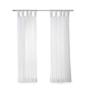 Madison Park Ceres DIY Twisted Tab Sheer Curtain, PAIR PANELS, Lightweight Window Treatment, Voile Privacy, Light Filtering Drape for Bedroom and Apartment, 50 in x 95 in, White 2 Piece